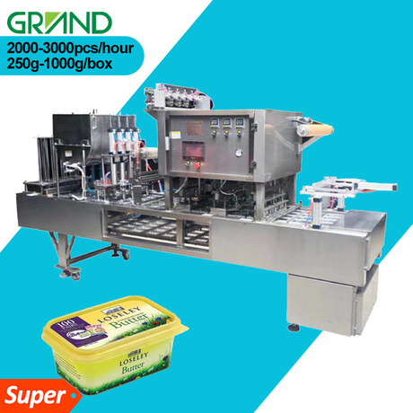 Automatic Food Tray Boxed Margarine Butter Filling Aluminium Foil Heat ...